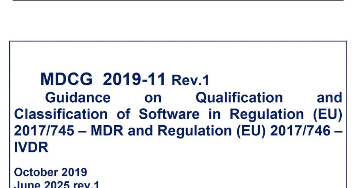 MDCG 2019-11 rev.1: Updates for Medical Software